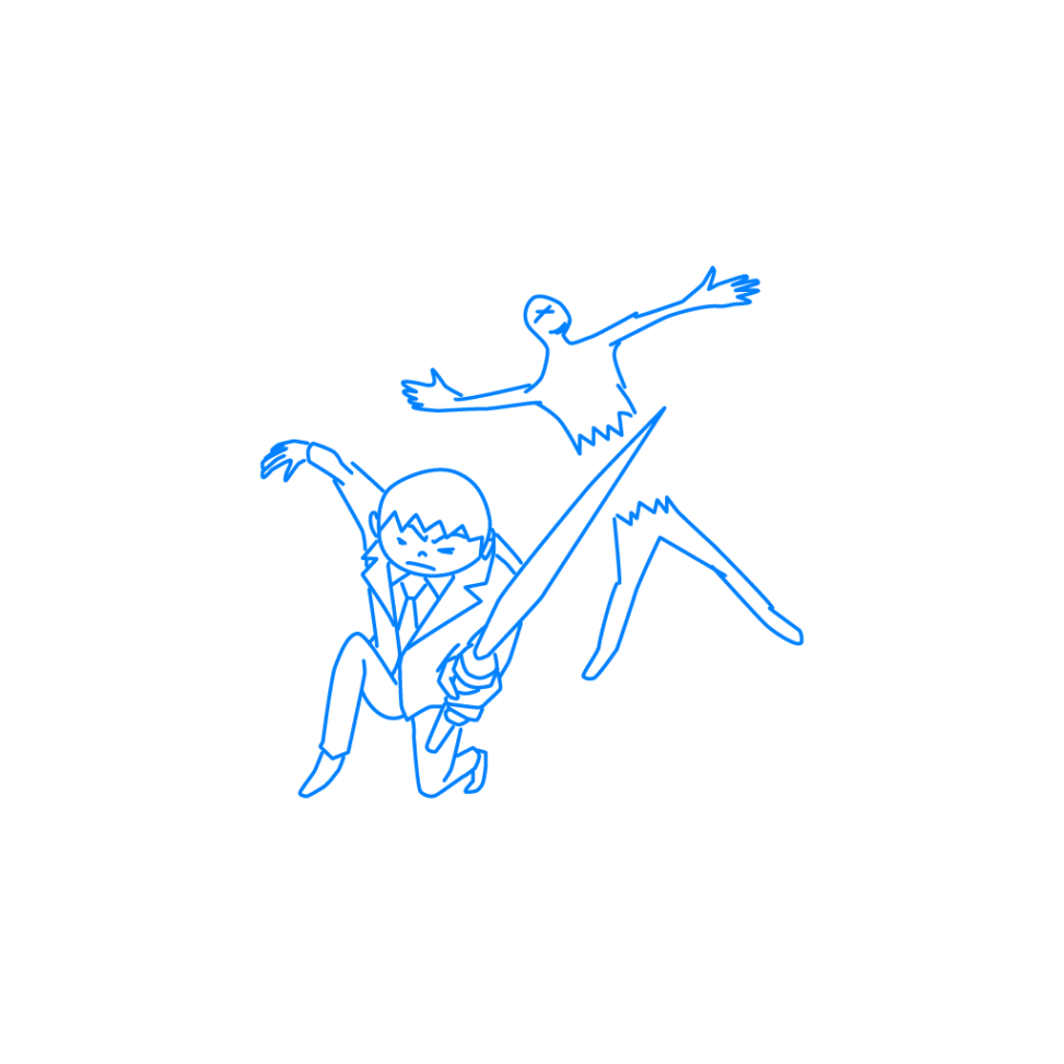 ビームサーベルで真っ二つにカットする男性の挿絵（イラスト） | SASHIE - 自由に使えるシンプルイラスト | Simple ...