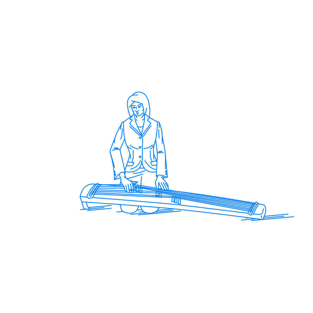 ことを弾く女性 | SASHIE - 自由に使えるシンプルイラスト | Simple Illustration for free use