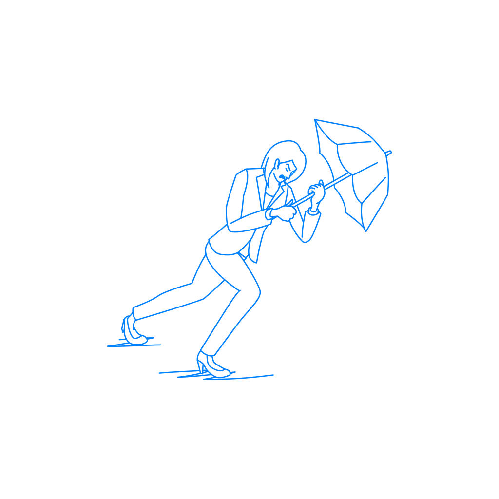 風で傘が飛ばされそうな女性の挿絵（イラスト） | SASHIE - 自由に使えるシンプルイラスト | Simple Illustration ...