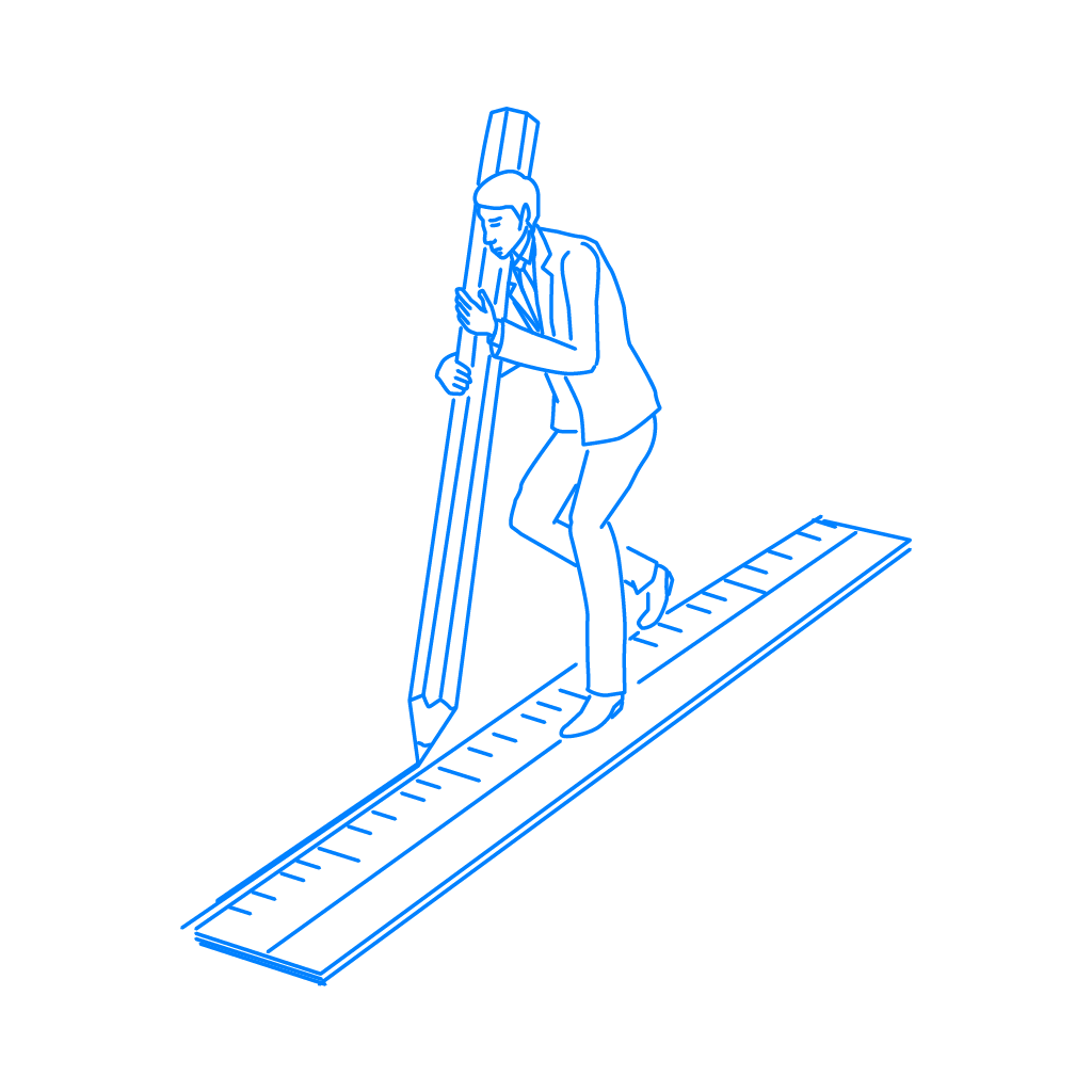 巨大な定規と鉛筆で線を引く男性の挿絵（イラスト） | SASHIE - 自由に使えるシンプルイラスト | Simple ...
