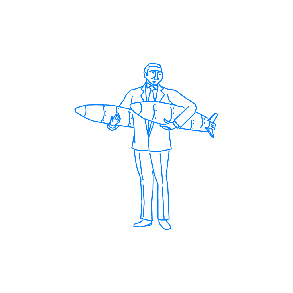 ミサイルを両脇に抱える男性の挿絵（イラスト） | SASHIE - 自由に使えるシンプルイラスト | Simple Illustration ...